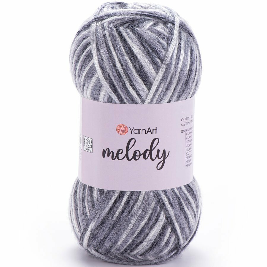 Пряжа Yarnart MELODY 905 белый/серый (1 моток)