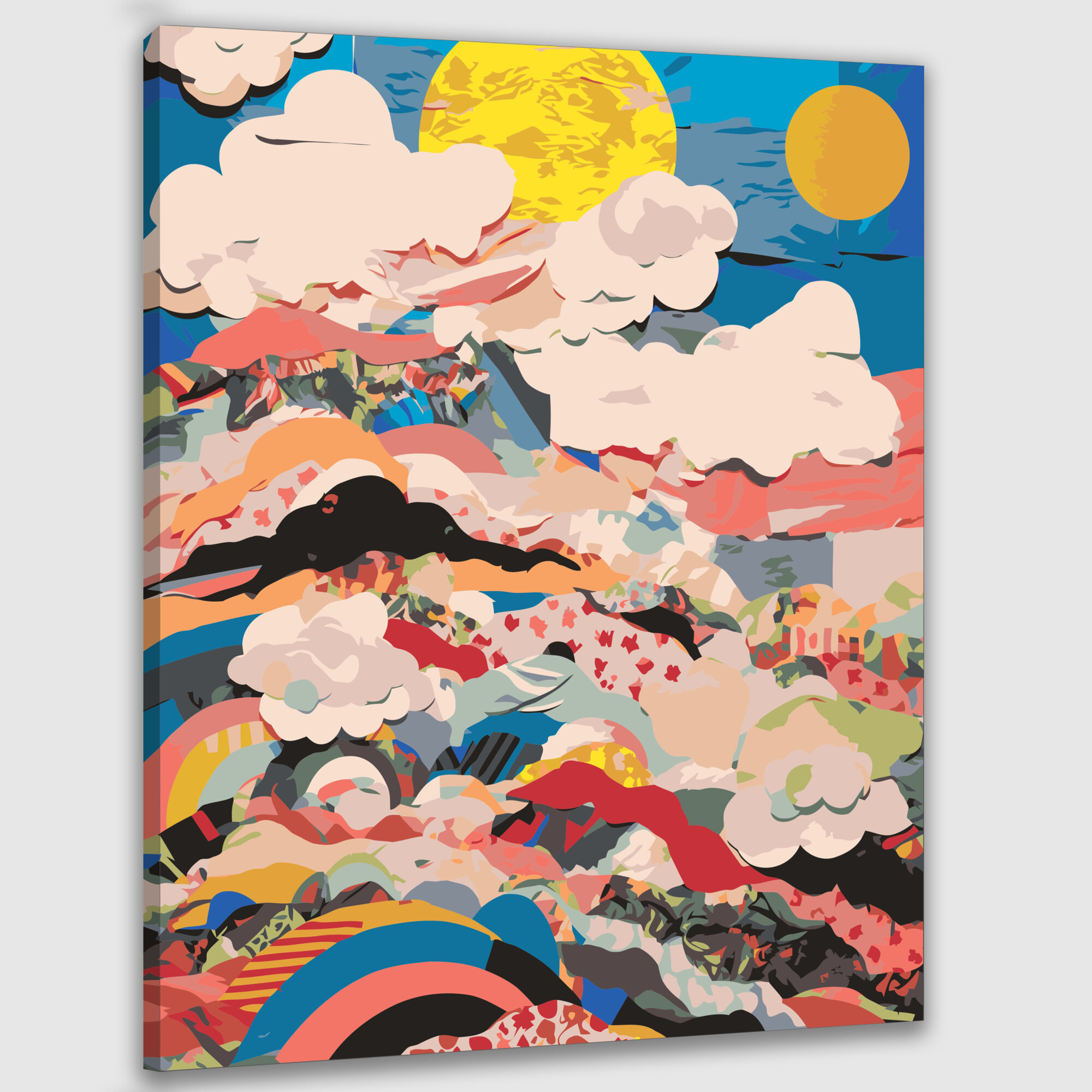 Картина по номерам 40x50 см, картина, коллаж, материалы, бумага, ткань, краска, облака, цвета, узоры, движение, энергия