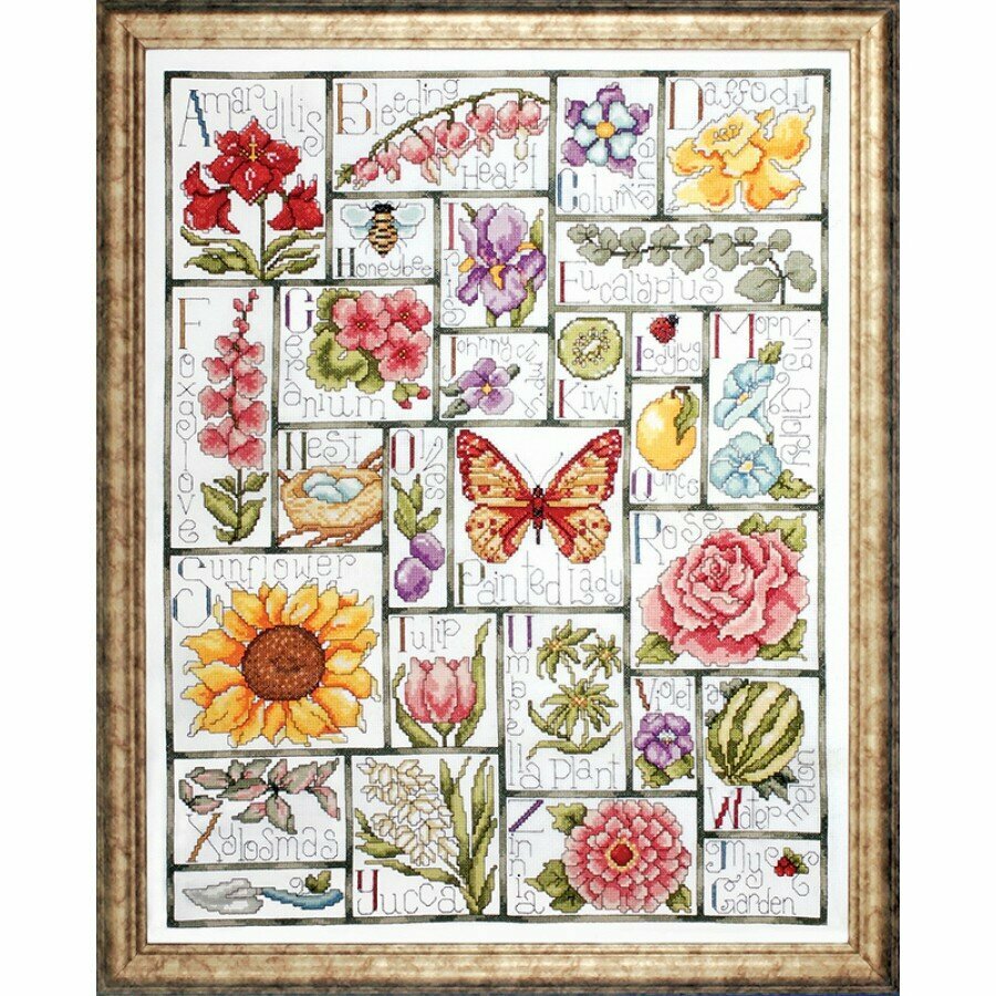 Набор для вышивания Цветочный алфавит 40,5 х 51 см DESIGN WORKS 2492