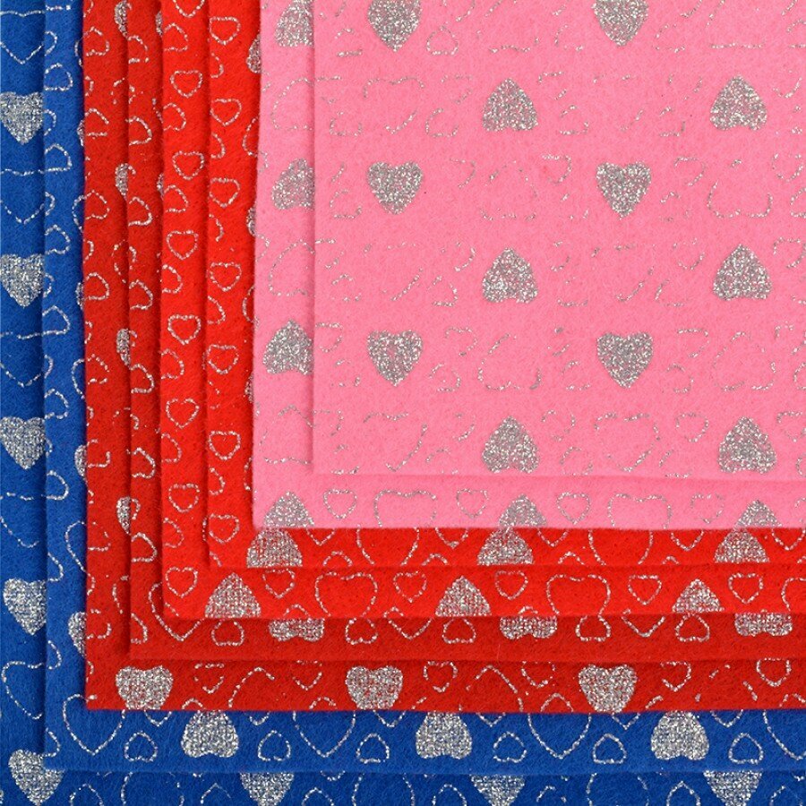 Набор декоративного фетра с глиттером Сердечки IDEAL 1,4мм 20х30см FLT-GLP3 уп.8 листов цв. ассорти