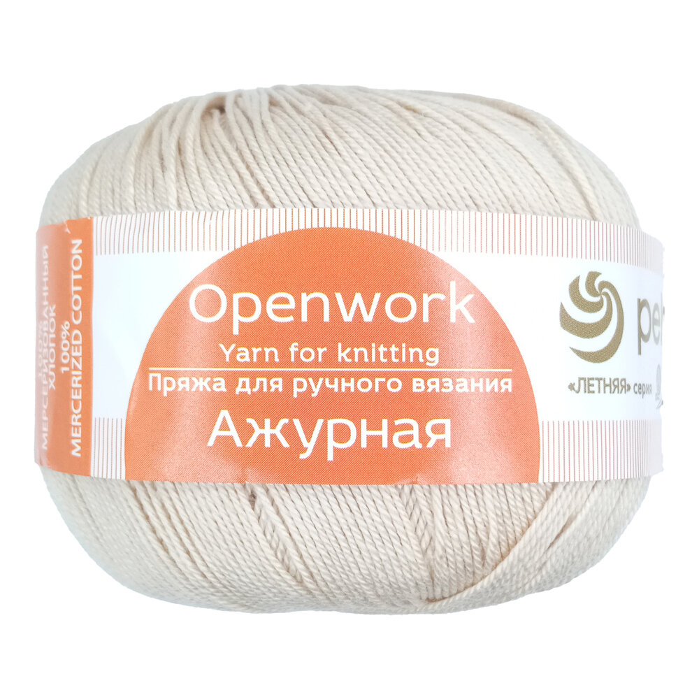 Пряжа для вязания Пехорка Ажурная 003 светло-бежевый 2 шт 50 гр/280 м 100% мерсеризованный хлопок