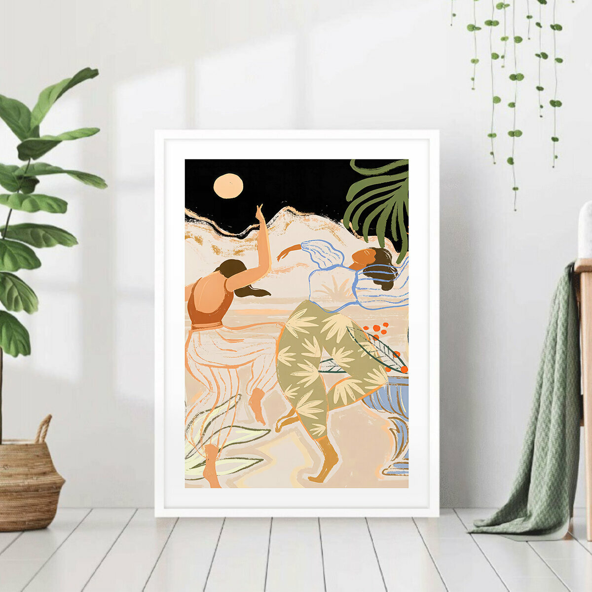 Постер "Танец под луной" 50x70 в белой рамке на стену для интерьера