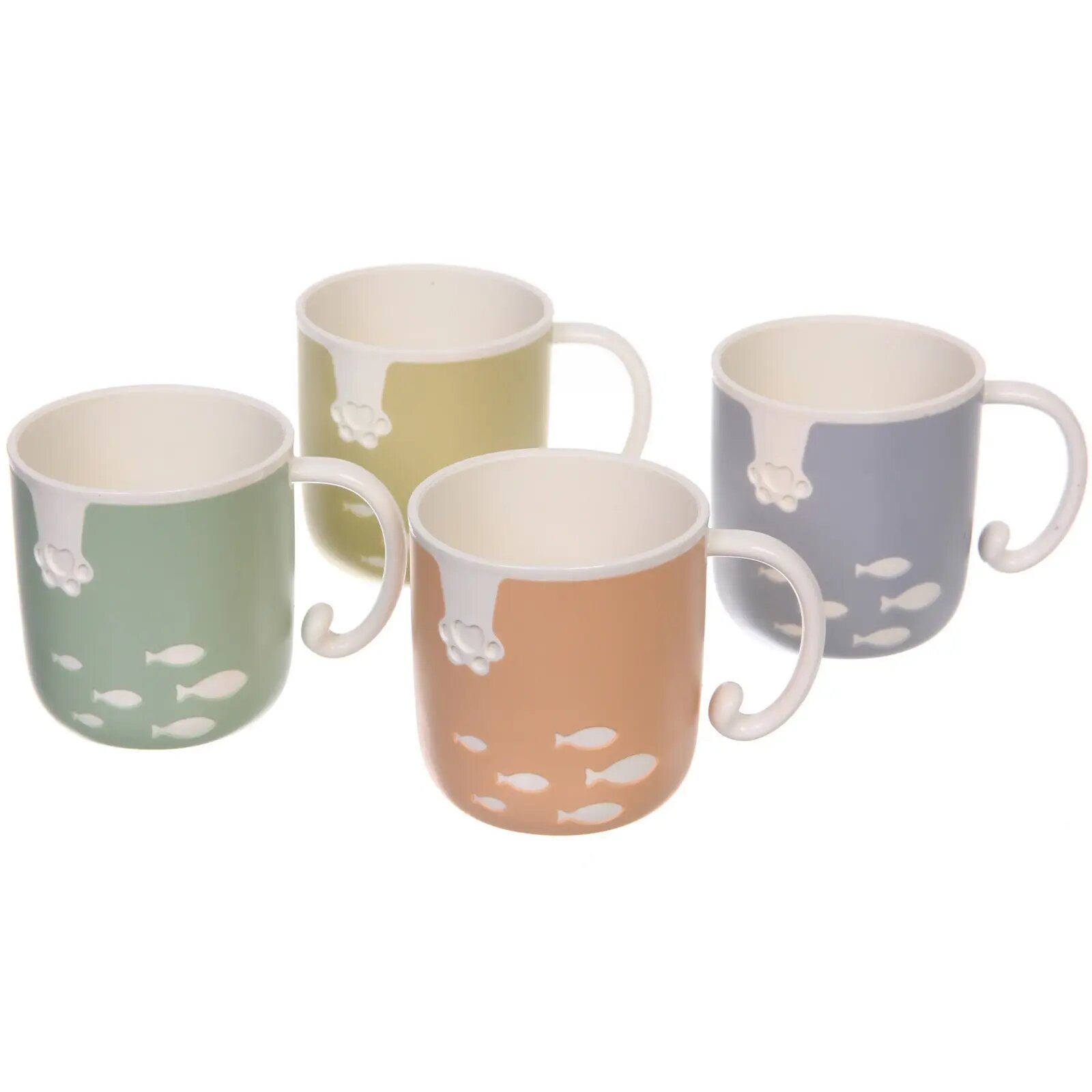 Кружка пластиковая 300мл «Котик рыболов», разноцветный принт, удобная и легкая