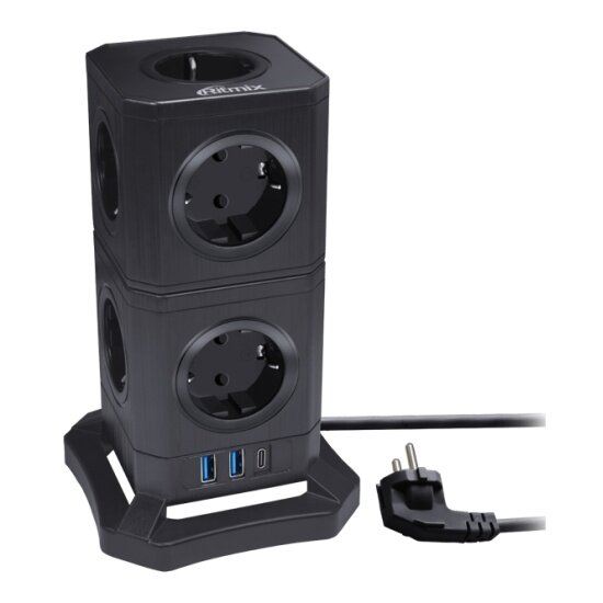 Сетевой фильтр Ritmix RM-292C 9 розеток, 2 х USB+TypeC, 2м, черный