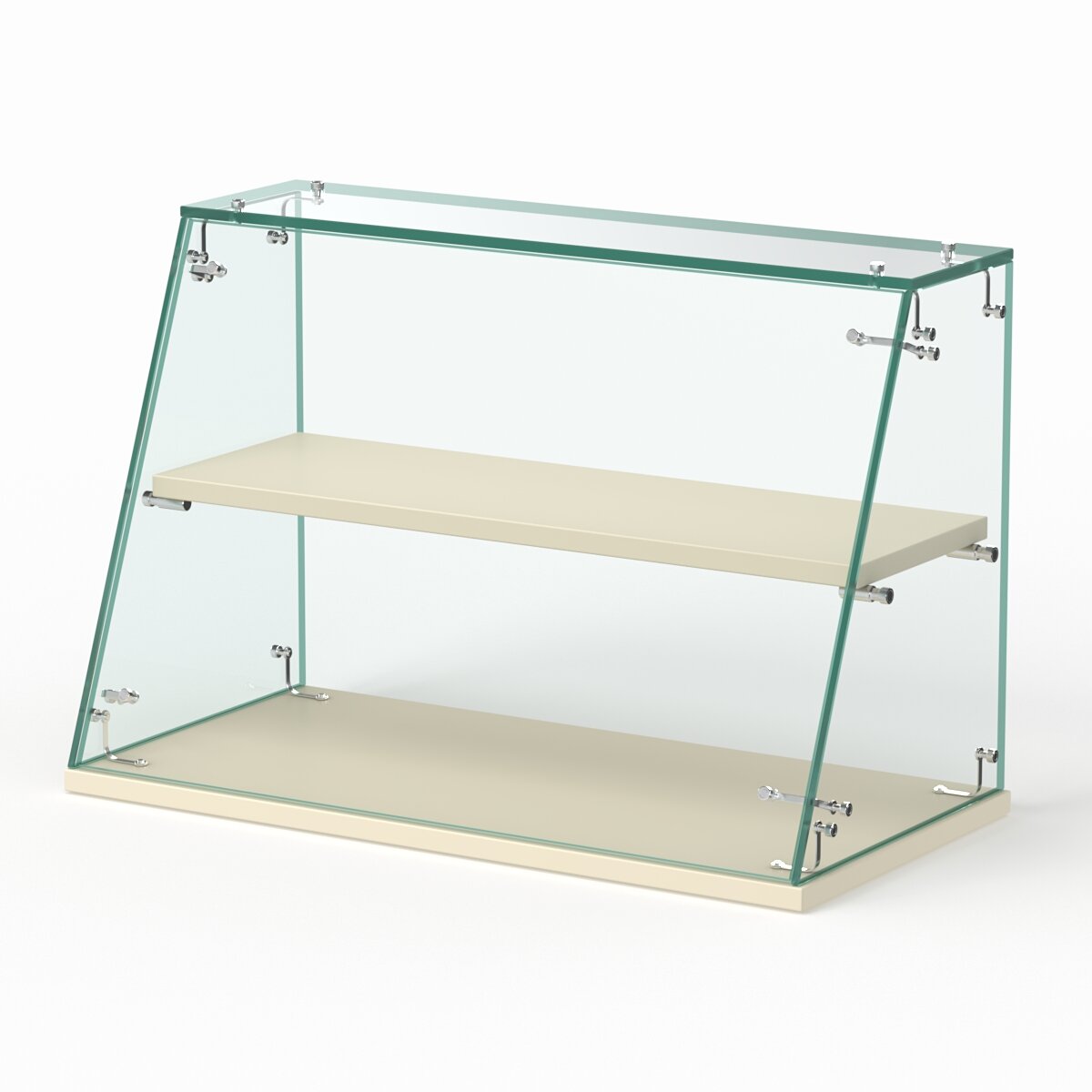 Витрина "сладость" №14КА-О-П для выпечки настольная с прямыми полками без дверок пдсп, Крем Вайс