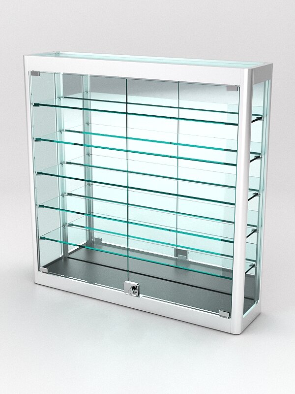 Витрина из профиля настенная "вайб ИКС" №1-5П-З-170 (задняя стенка Зеркало), Черный