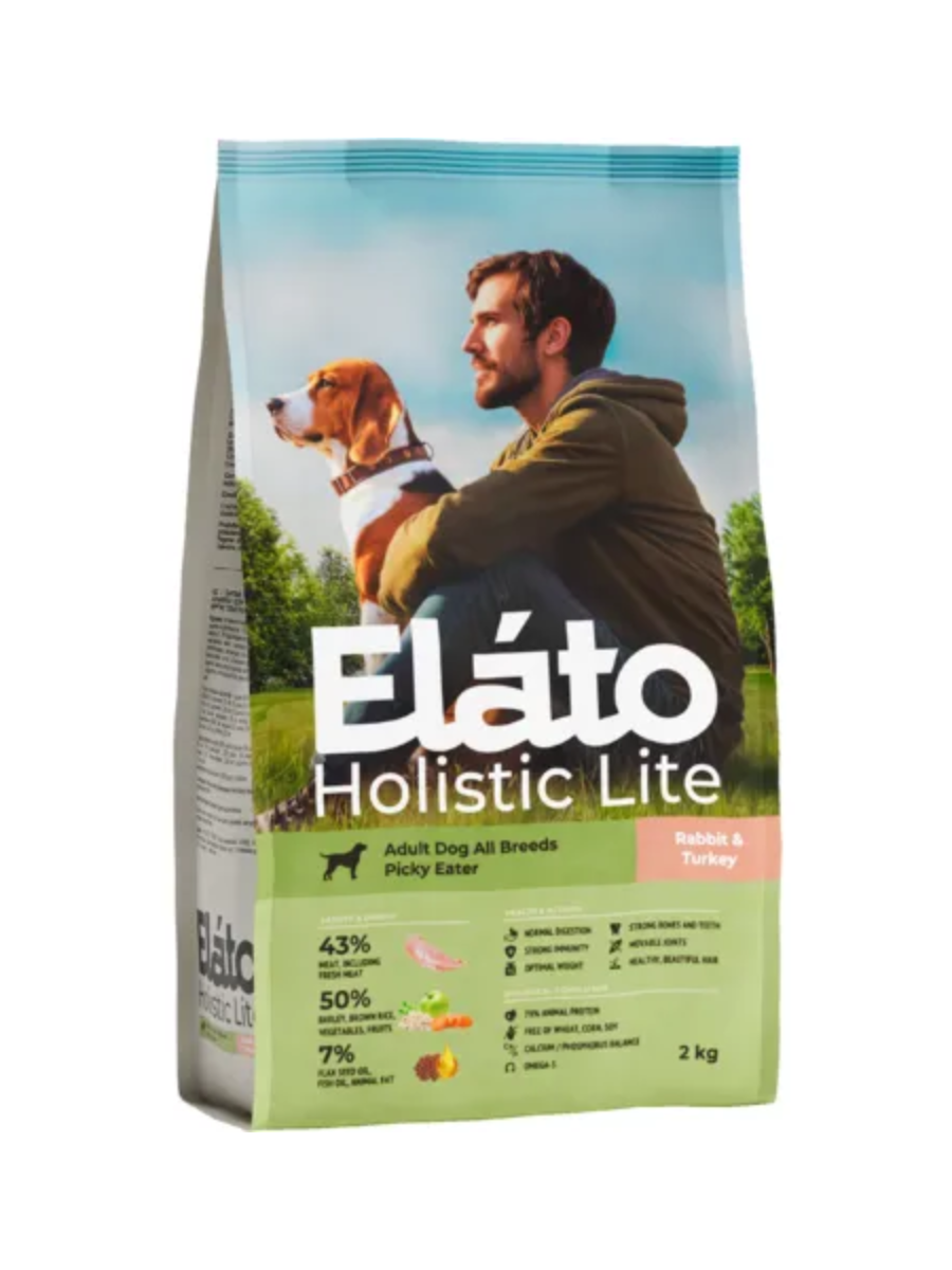 Сухой корм Elato Holistic Lite (Элато) для привередливых собак всех пород с кроликом и индейкой, 2 кг