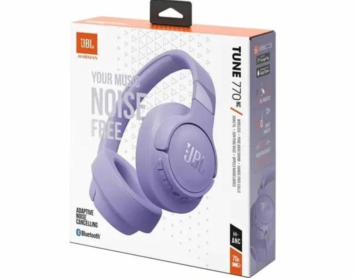 Наушники JBL Tune 770 NC, полноразмерные, закрытые, с ANC, фиолетовые