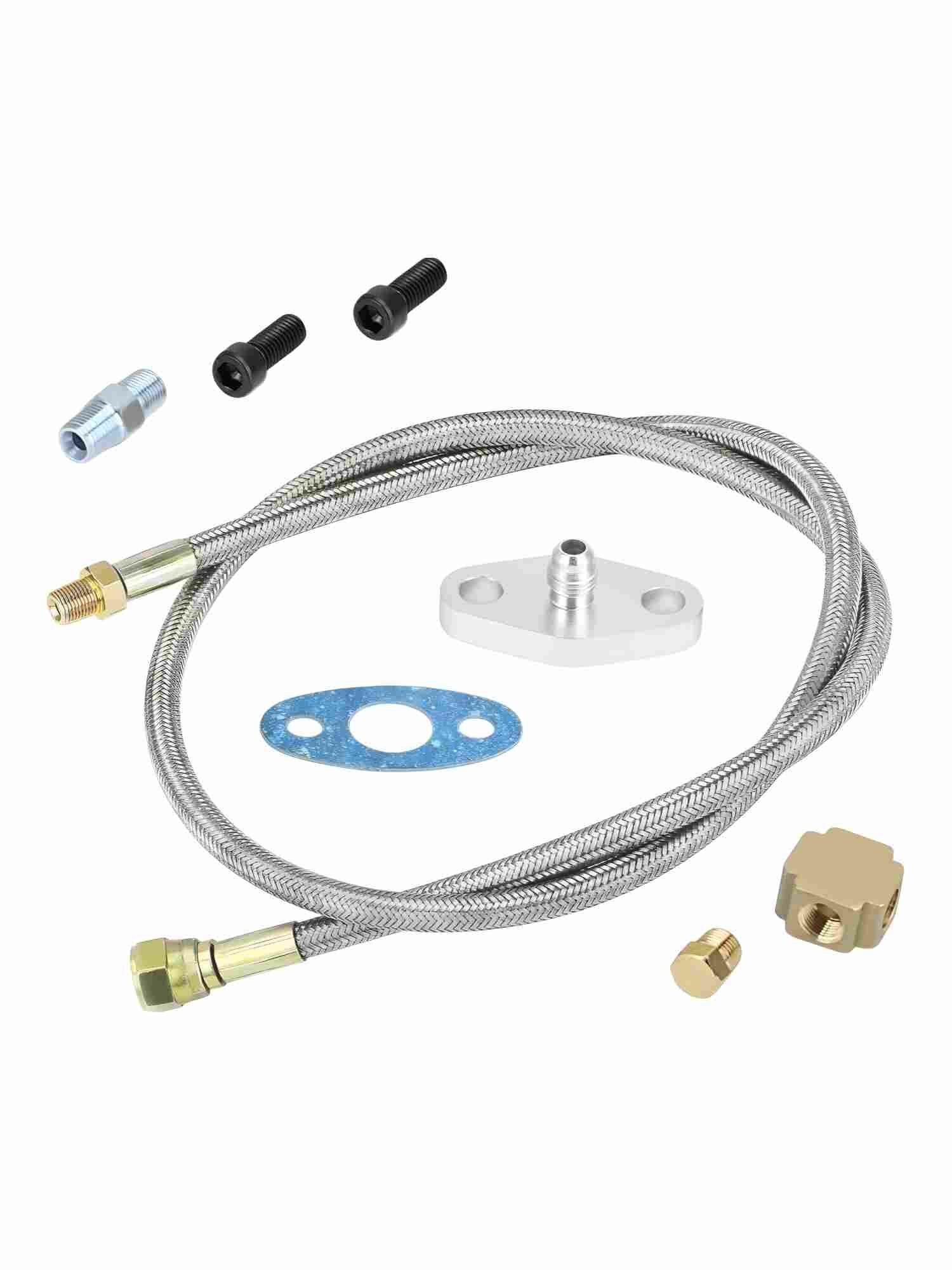 Шланг маслоподачи турбины с набором T3/T4, T04E, T70, T66, T67, GT35, T3/60-1, GT45 (TOL11, L=965 мм) belais #23439