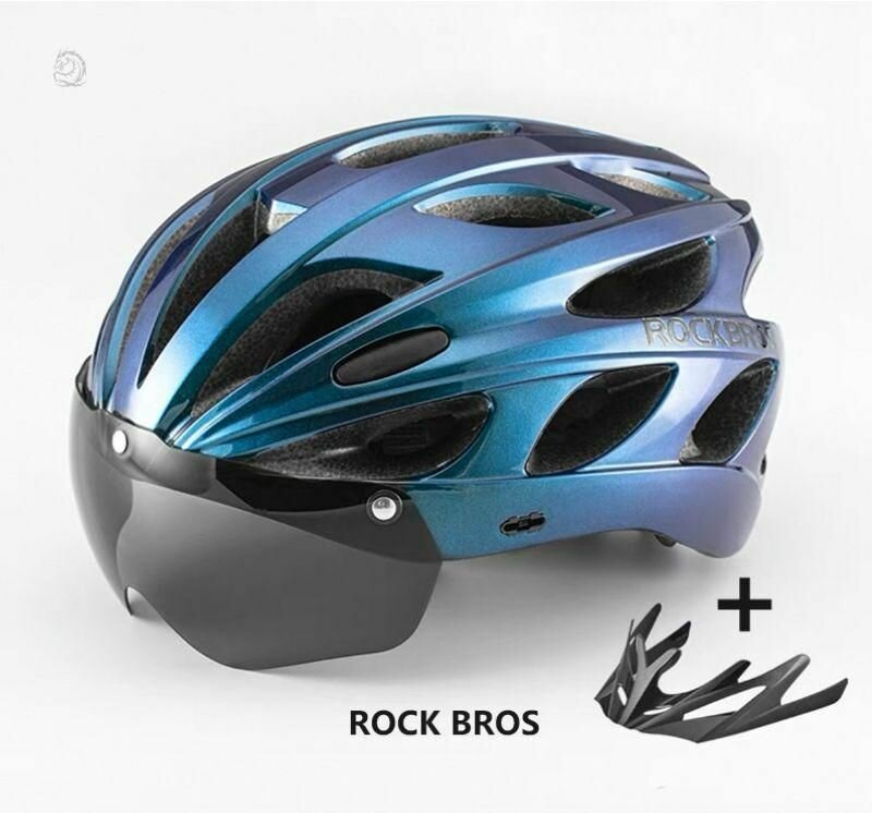 Шлем велосипедный ROCK BROS Bike Helmet, защитный спортивный, солнцезащитный визор, козырек в комплекте, экипировка для скутера, самоката, электросамоката, белый
