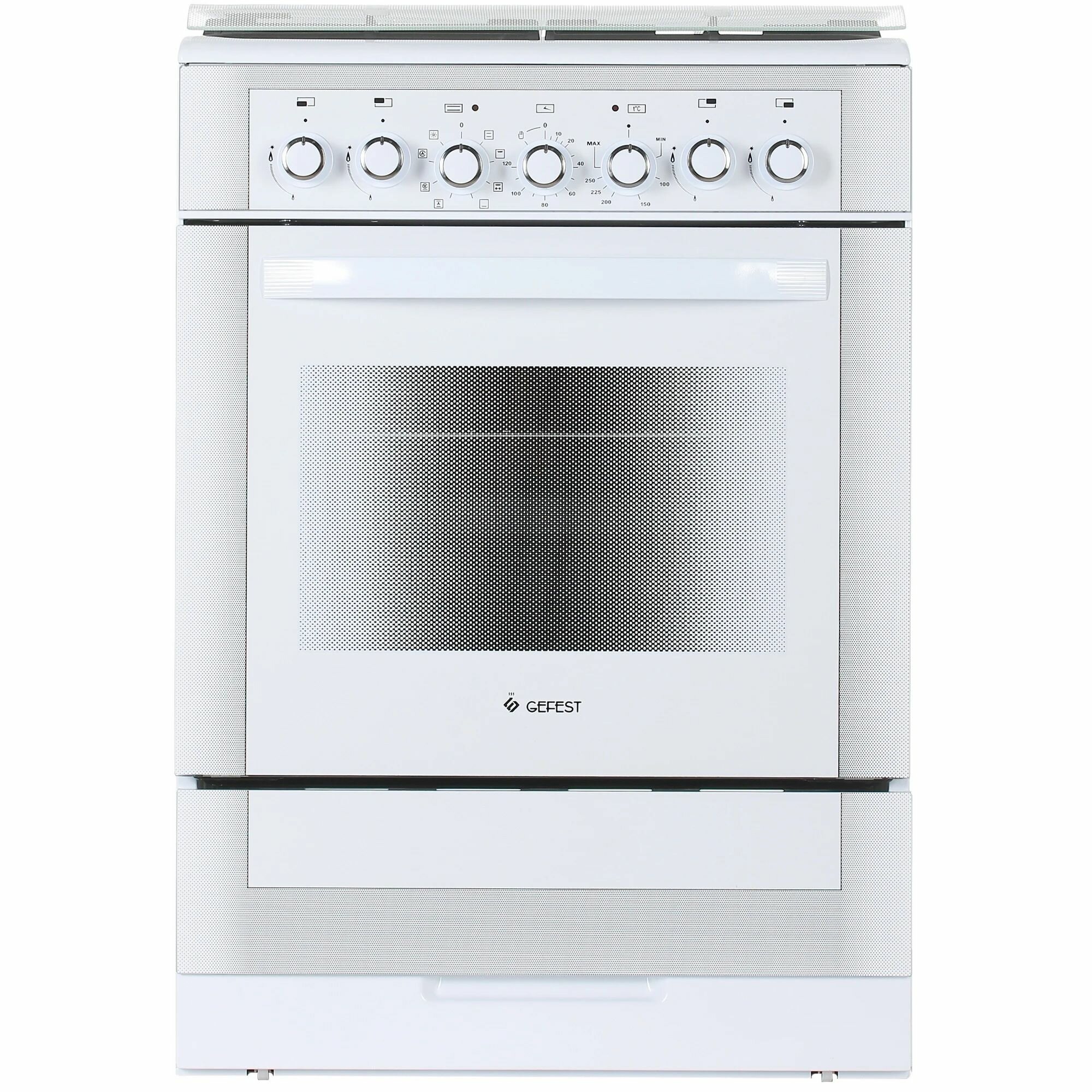 Комбинированная плита Gefest ПГЭ 6302-03 0040, эмаль, 7 режимов, 4 конфорки, белая