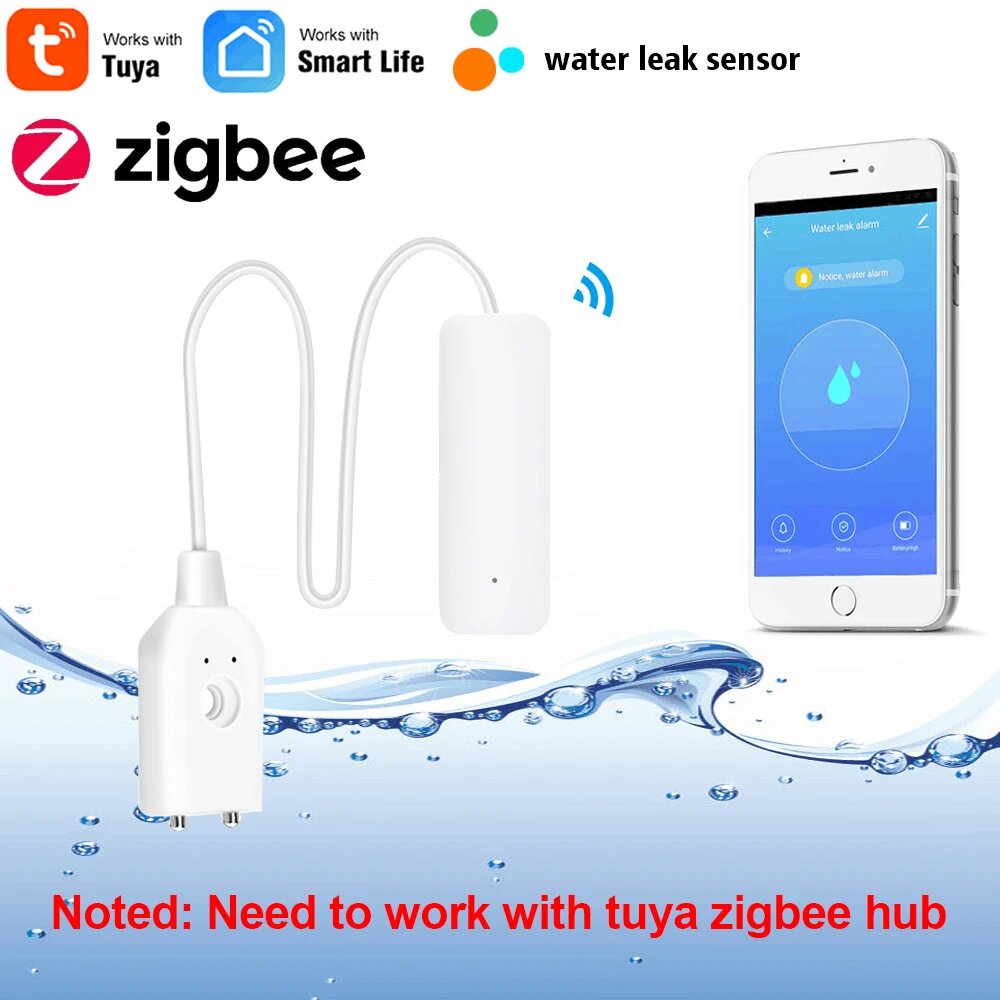 Датчик утечки воды Zigbee, умный беспроводной датчик уровня воды с оповещением от приложения