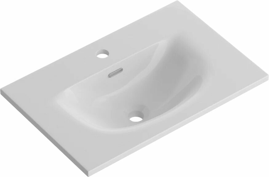 Мебельная раковина BelBagno BB-8099-3-60 фаянсовая, раковина для ванной, со сливом-переливом, белая, прямоугольная