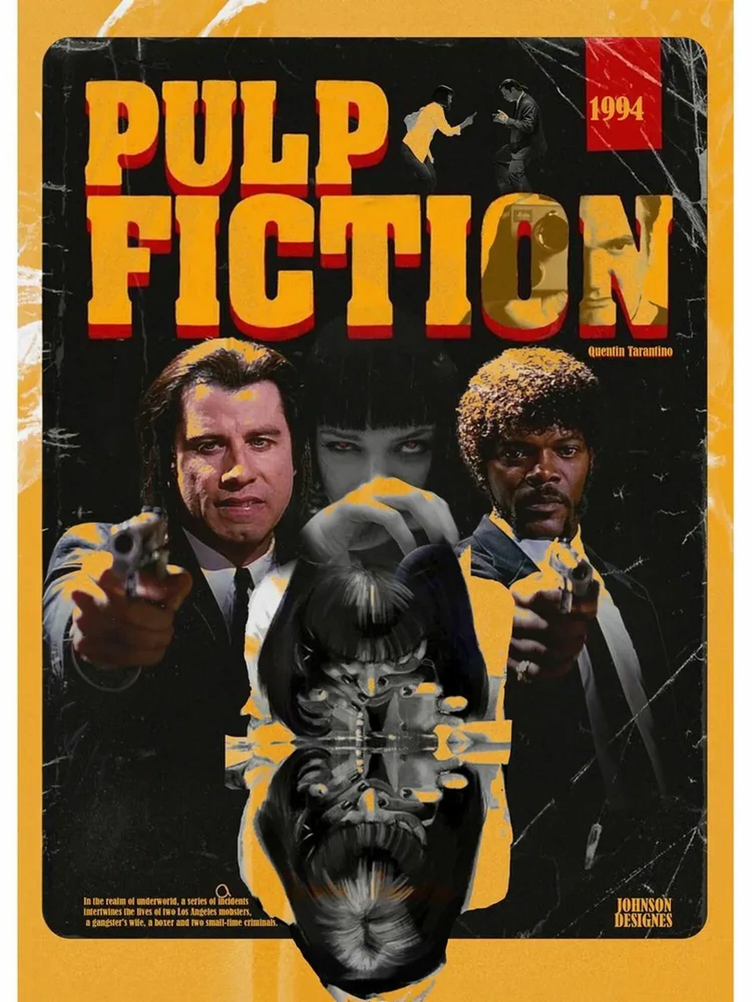Плакат, постер Криминальное чтиво. Pulp Fiction на бумаге, размер 21х30см