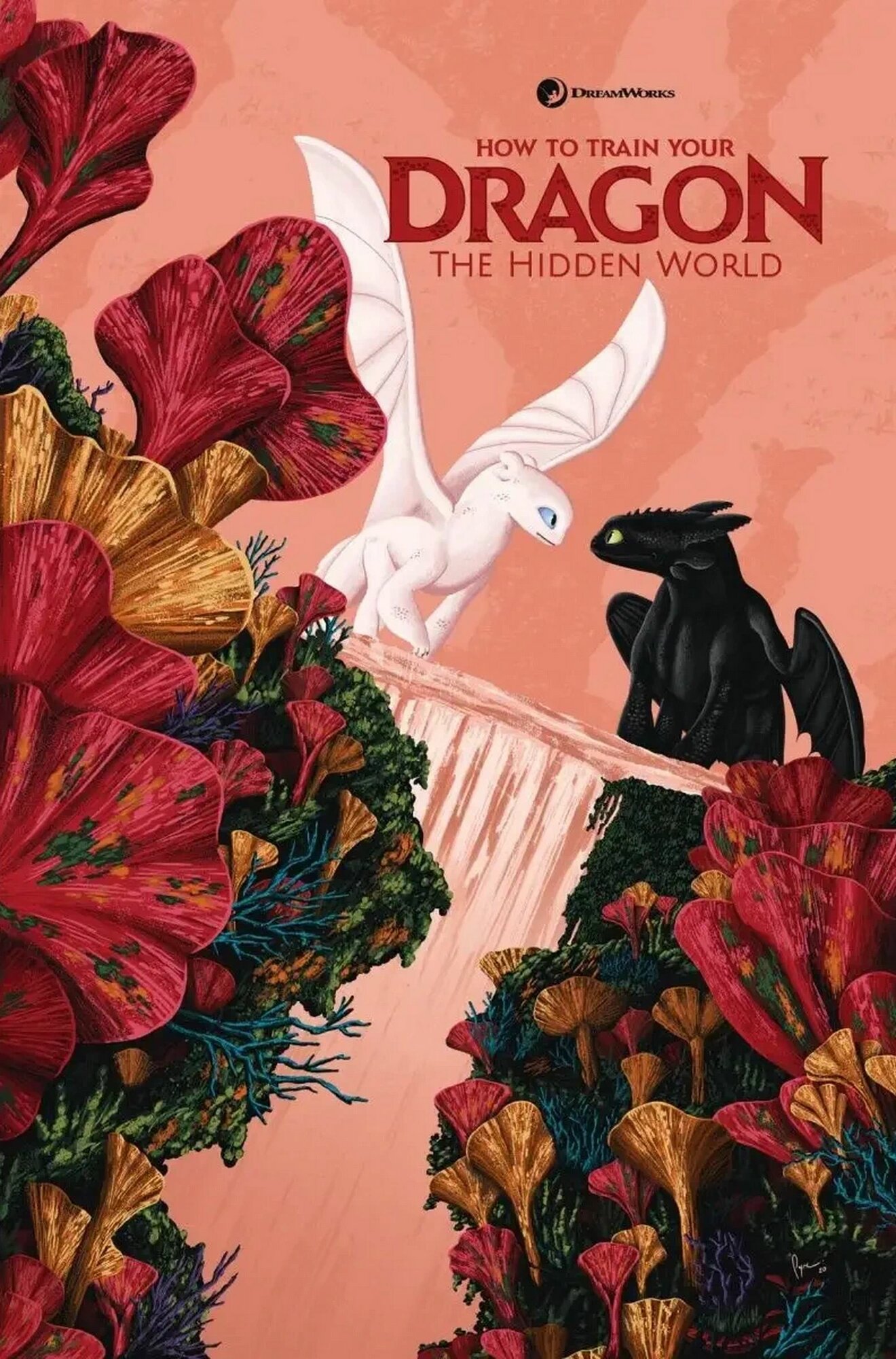 Плакат, постер Как приручить дракона. Беззубик и Дневная Фурия на бумаге, размер 30х42см