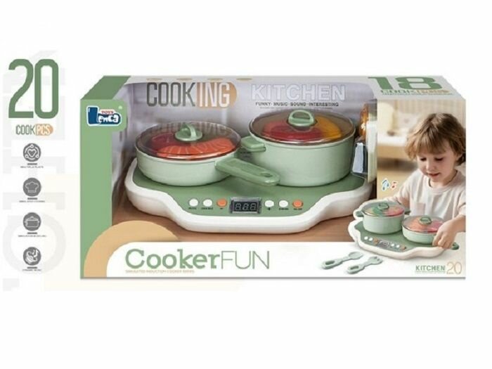 Набор повара Нескучные игры электроплита, свет, звук, посуда, продукты, 20 предметов