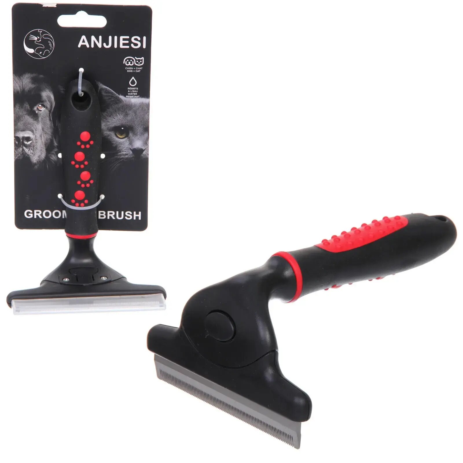 Фурминатор самоочищающийся для животных «Профф-Мой Бро», прорезиненная ручка, черный, 11х14,5см