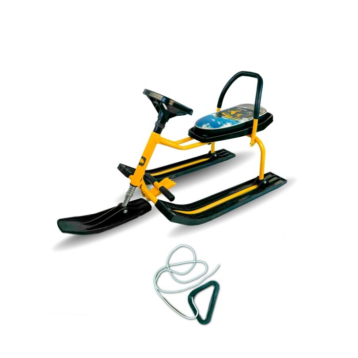 Снегокат детский 208 "Auto Car" с высокой рамой и со спинкой (MotoYellow)