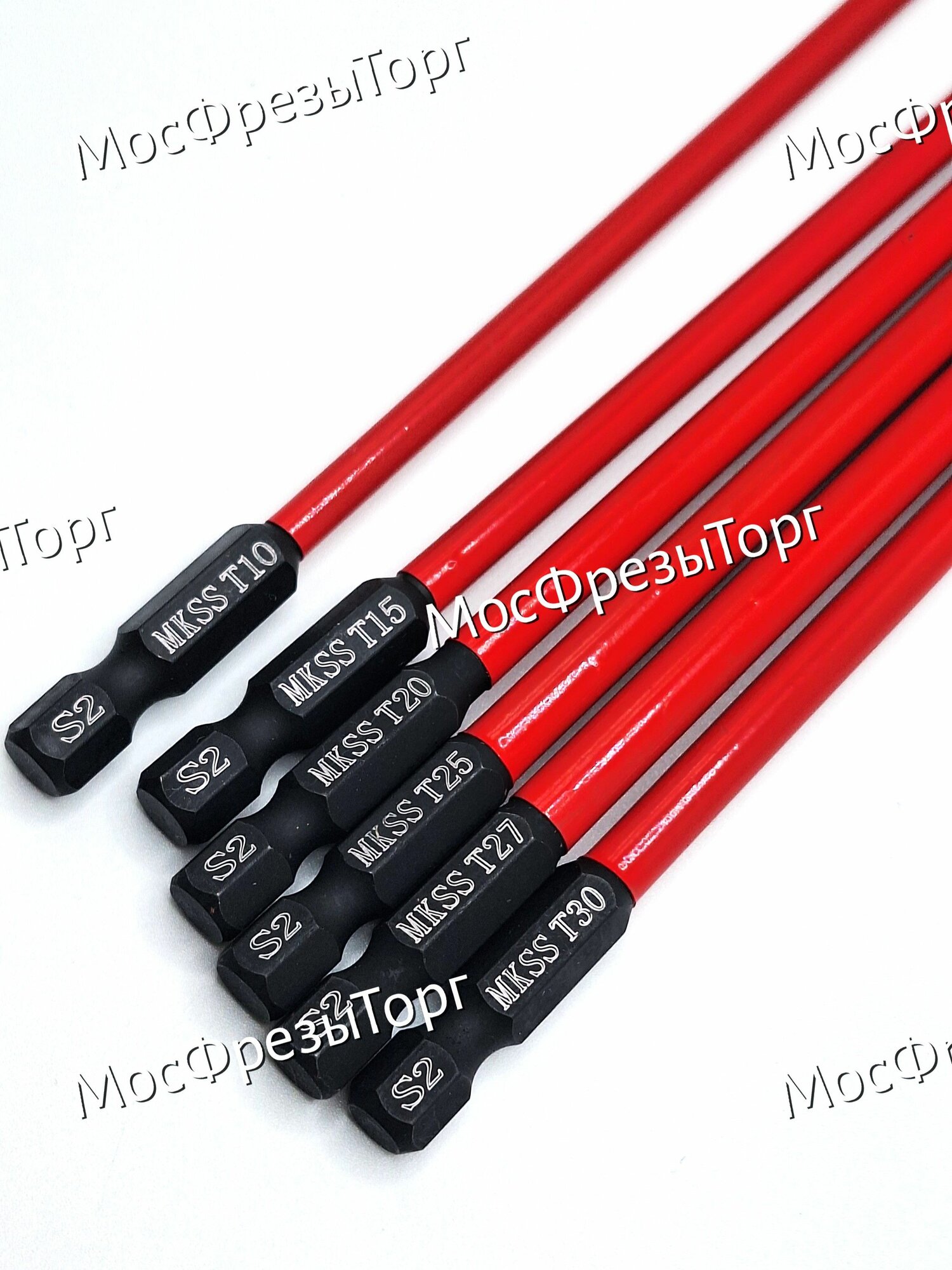 Биты TORX ассорти (Т10H, Т15H, Т20H, Т25H, Т27H, Т30H) x 150 мм, MKSS звездочка с отверстием