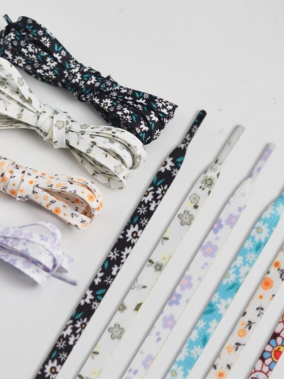 Шнурки для обуви, с мелким цветочным рисунком, кружевные, шелковые, сетчатые, круглые и плоские, 20 пар