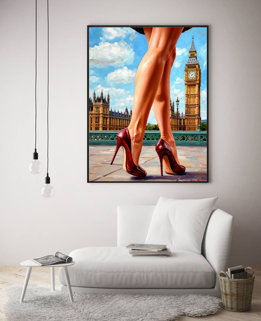 Картина на стену для интерьера "Прогулка по Лондону" 40х50 см, холст на подрамнике, InterHobby