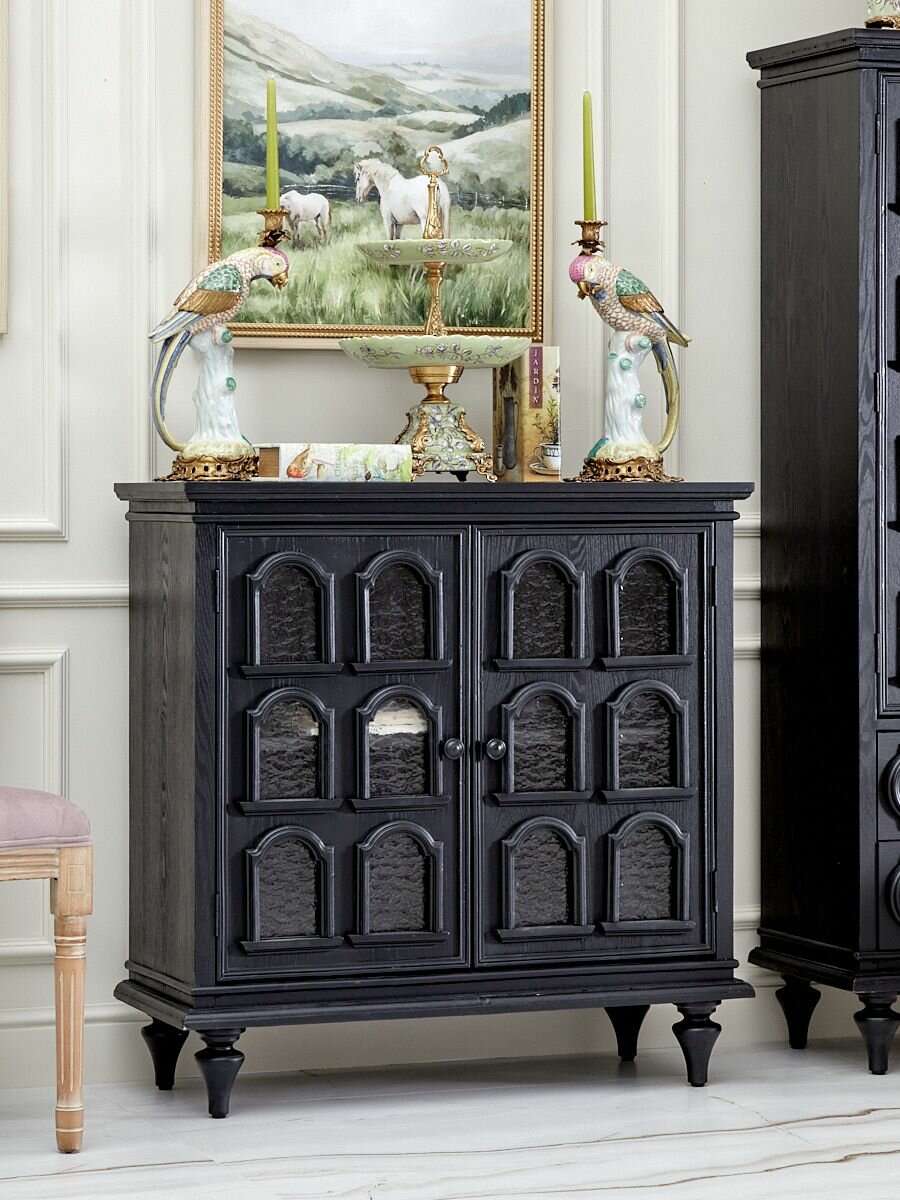 Комод Glasar Арк Нуар 62-064, дерево, МДФ, стекло, 90x36x93 см