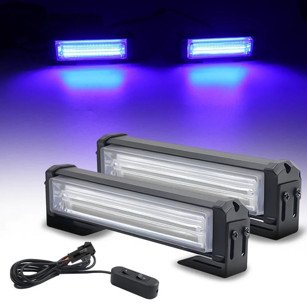 2 шт. COB автомобильные предупреждающие аварийные огни полицейские стробоскопы светодиодные стробоскопы авто гриль мигающая лампа для бездорожья 4X4 грузовик внедорожник, Blue