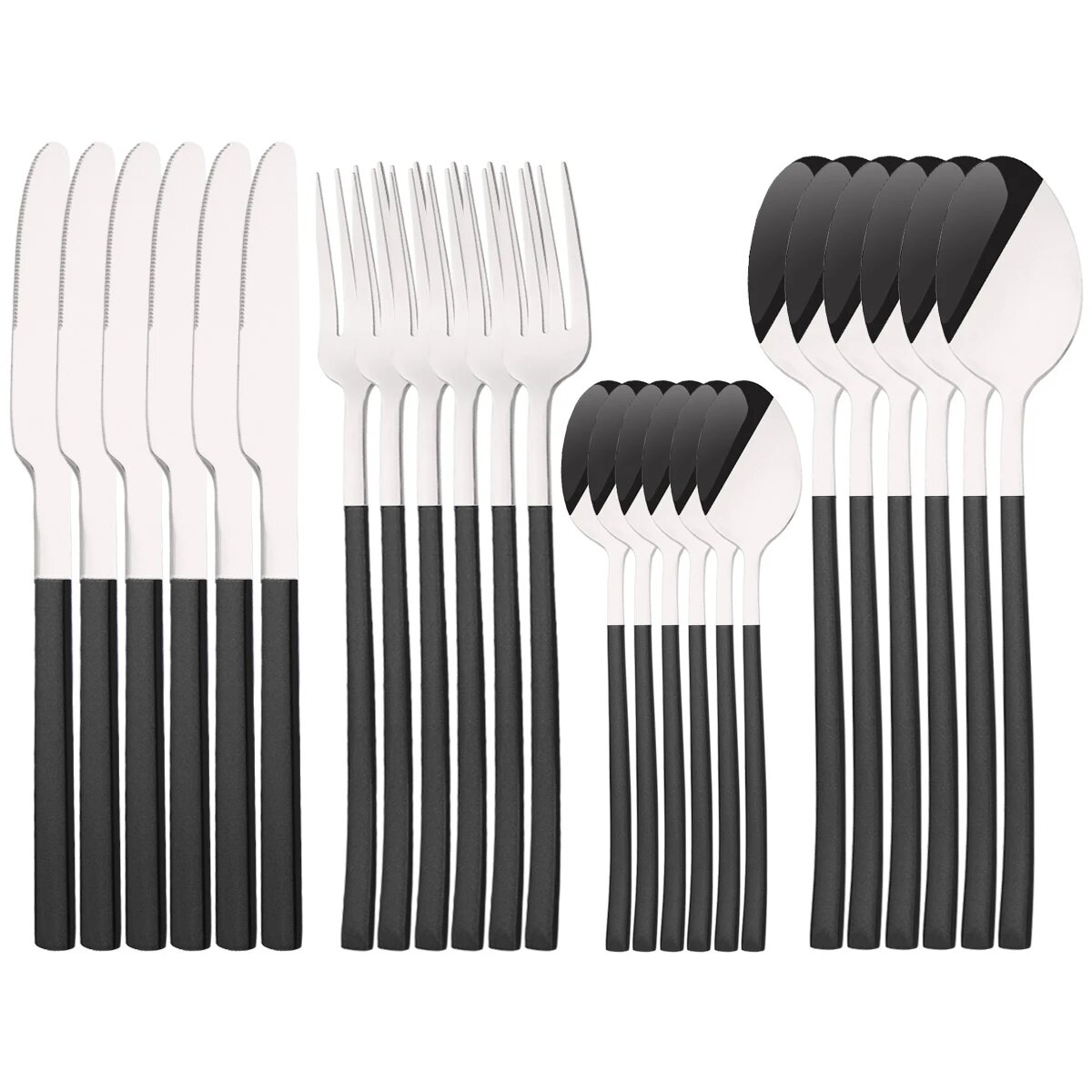 Набор столовых приборов Western Black 24 шт из нержавеющей стали Черный, Black Silver