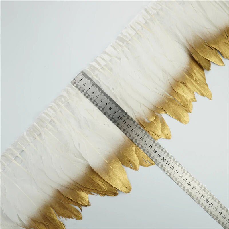 Золотые гусиные перья с бахромой 2 Yards White