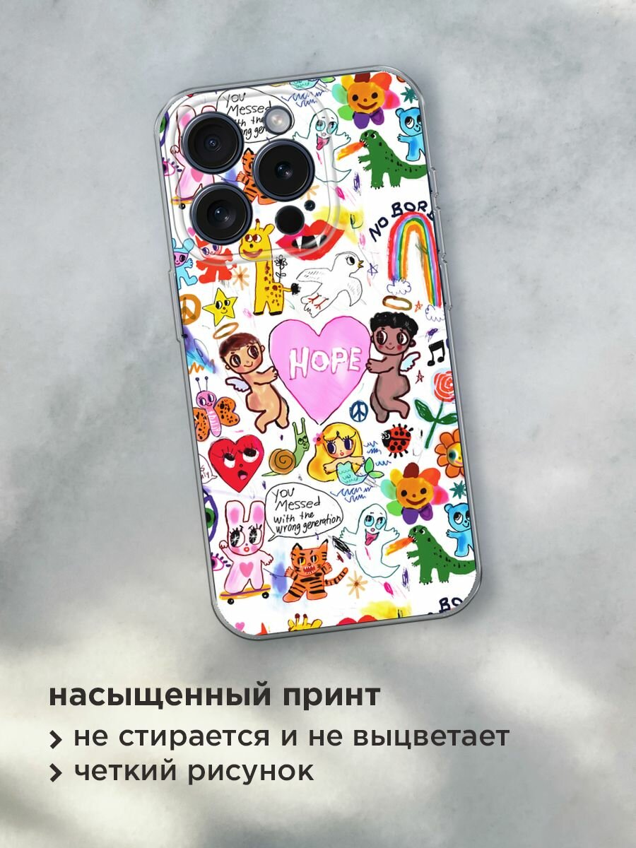 Чехол на Apple iPhone 15 Pro / Айфон 15 Про с принтом "Милые рисунки" — фото 1