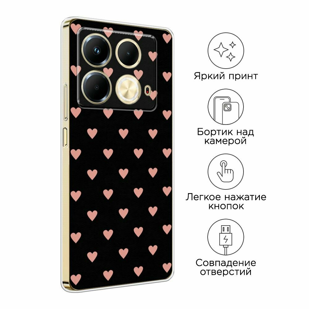 Чехол на Infinix Note 40 / Инфиникс Нот 40 с принтом "Розовые сердечки" — фото 1