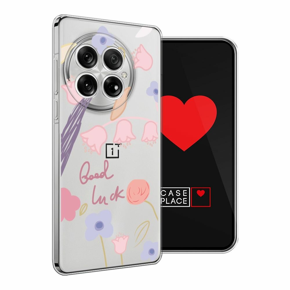Чехол на OnePlus 13 / Ван Плас 13 с принтом "Lucky flowers", прозрачный — фото 1