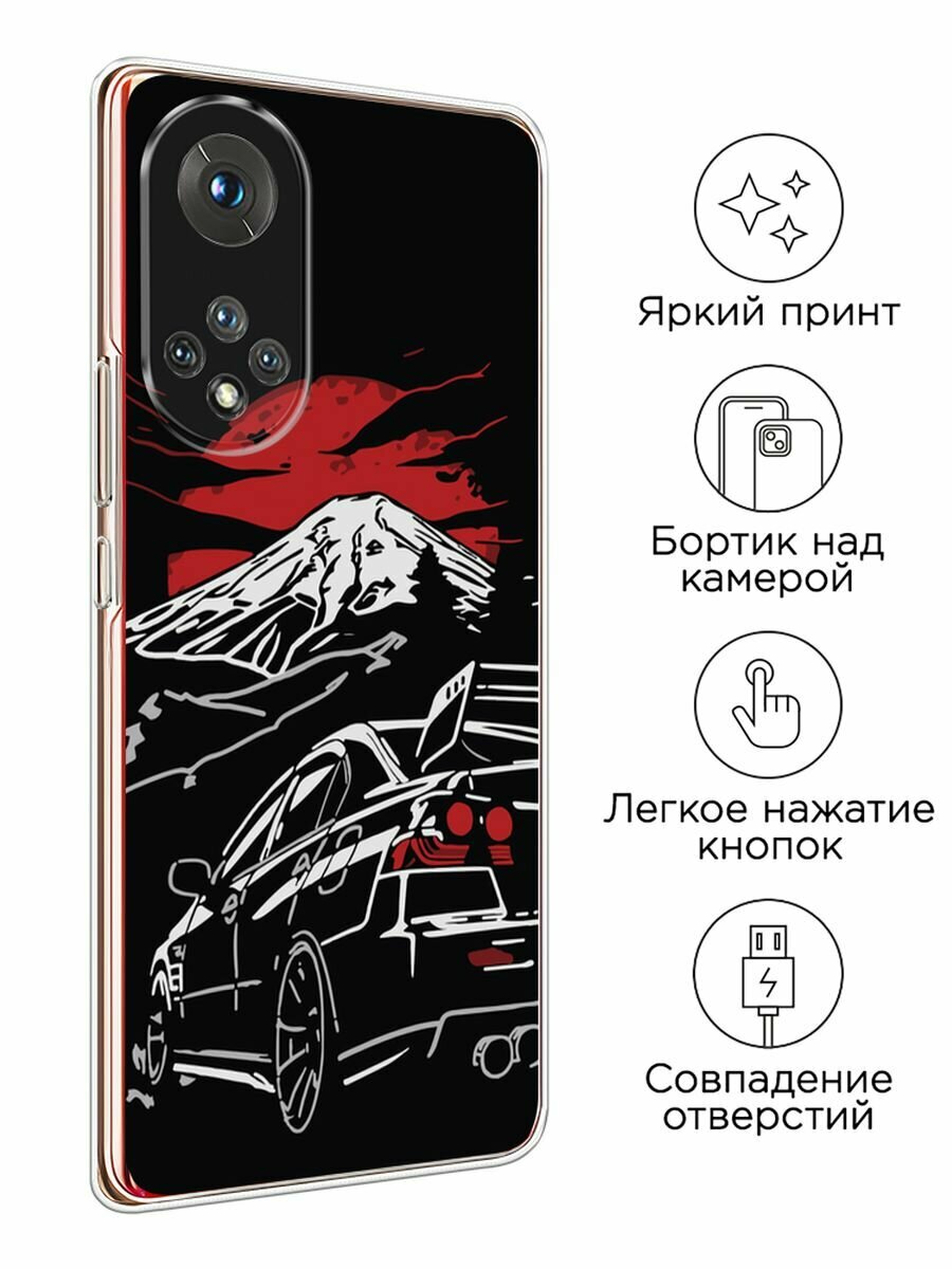Чехол на Honor 50/Huawei Nova 9 / Хонор 50/Хуавей Нова 9 с принтом "Машина в горах JDM" — фото 1
