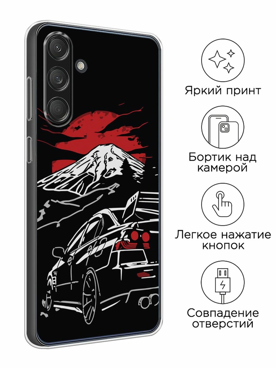 Чехол на Samsung Galaxy M55 / Самсунг M55 с принтом "Машина в горах JDM" — фото 1