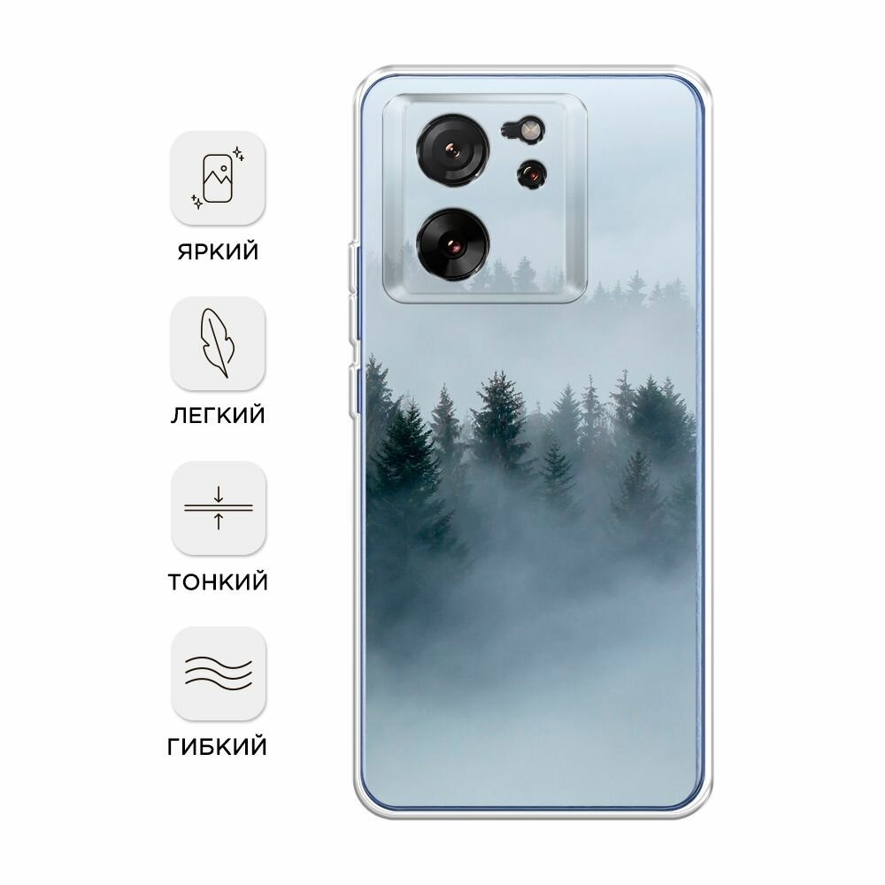 Силиконовый чехол на Xiaomi 13T / Сяоми 13T с принтом "Лес в тумане" — фото 1