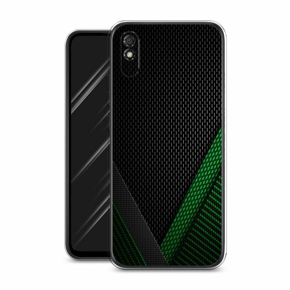 Чехол на Xiaomi Redmi 9A / Сяоми Редми 9А с принтом "Зеленый карбон" — фото 1
