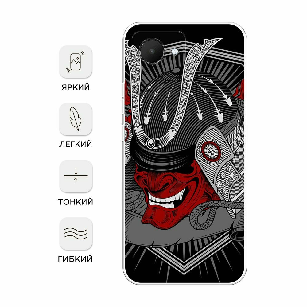 Чехол на Realme C30 / Реалми C30 с принтом "Красная маска самурая" — фото 1