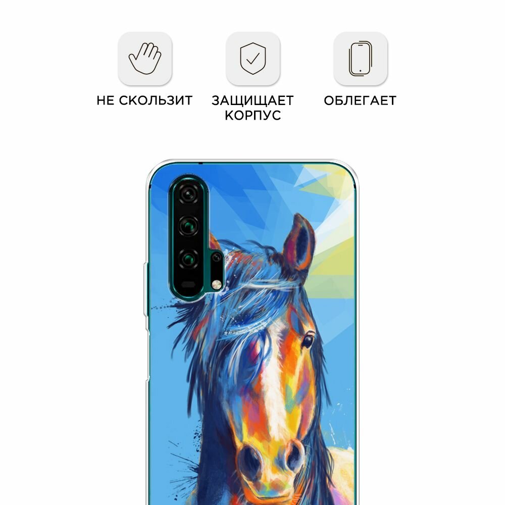 Чехол на Honor 20 Pro / Хонор 20 Про с принтом "Лошадь арт 3" — фото 1