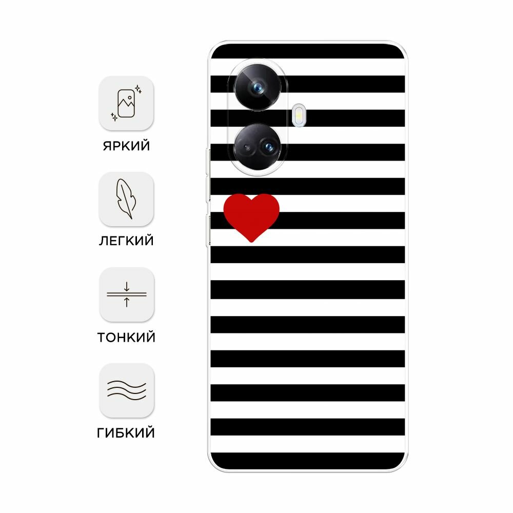 Чехол на Realme 10 Pro+ / Реалми 10 Про+ с принтом "Красное сердце" — фото 1