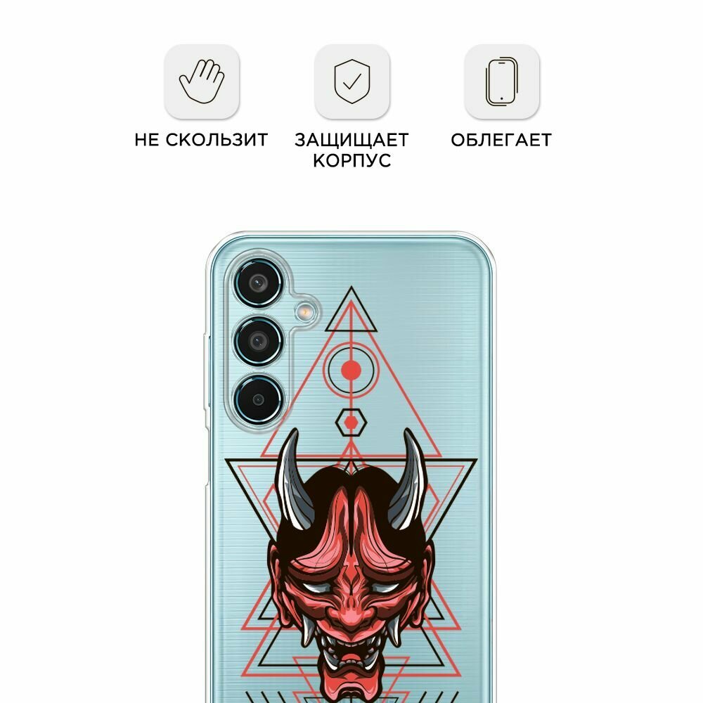 Чехол на Samsung Galaxy M35 / Самсунг Галакси M35 с принтом Hanya Oni mask, прозрачный — фото 1