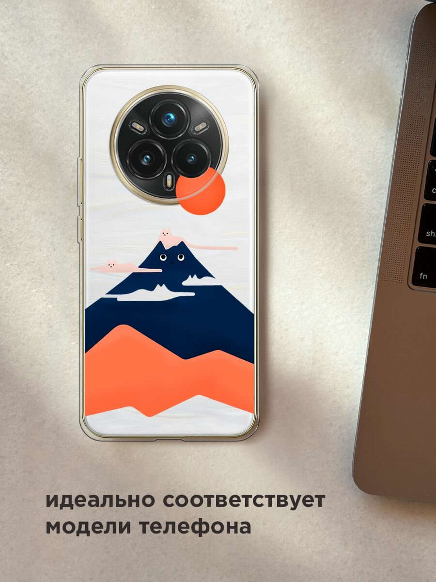 Чехол на Realme 14 Pro+ / Реалми 14 Про+ с принтом "Кот-гора", прозрачный — фото 1