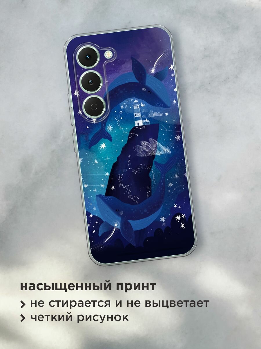 Чехол на Tecno Spark 40 Pro / Текно Спарк 40 Про с принтом "Ночные киты" — фото 1