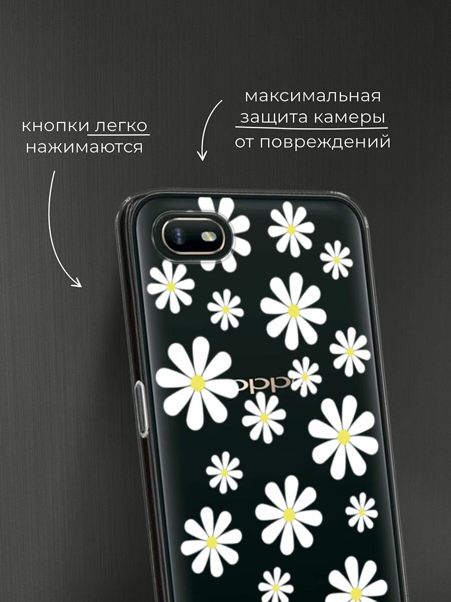 Чехол на Oppo A1k / Оппо А1к с принтом "Большие ромашки", прозрачный — фото 1
