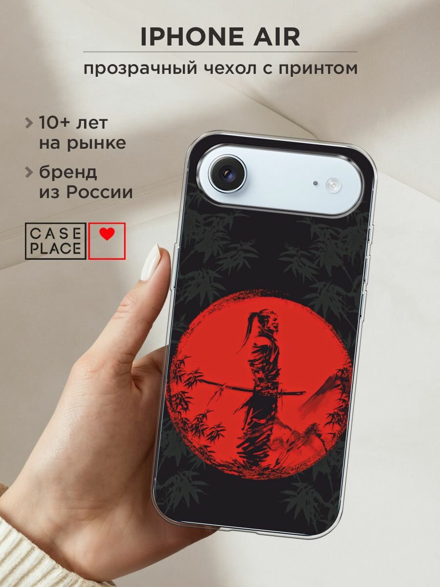 Чехол на Apple iPhone Air / Айфон Айр с принтом "Самурай на красном фоне"