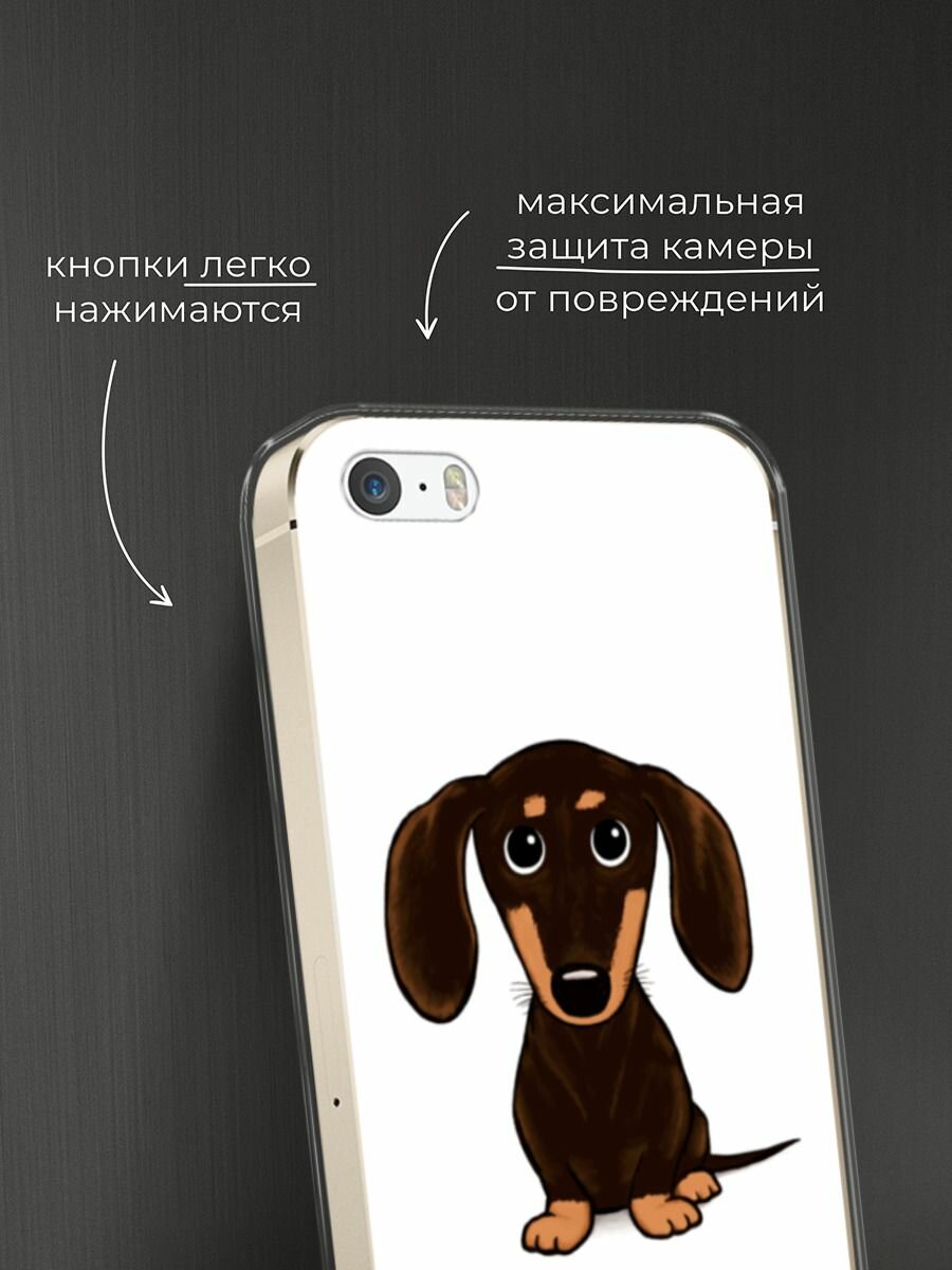 Чехол на Apple iPhone 5/5S/SE / Айфон 5/5S/SE с принтом "Маленькая такса" — фото 1