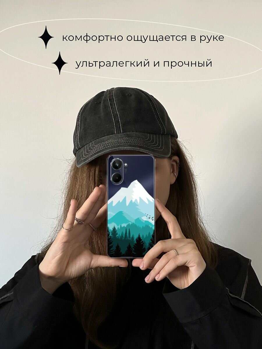 Чехол на Realme 10 4G / Реалми 10 4G с принтом "Синяя снежная гора", прозрачный — фото 1