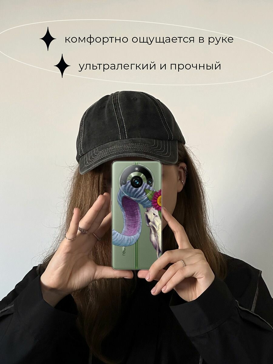 Чехол на Realme 11 Pro / Реалми 11 Про с принтом "Мифический череп", прозрачный — фото 1