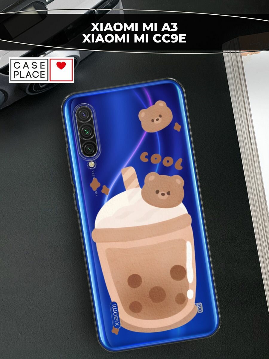 Чехол на Xiaomi Mi CC9E/Mi A3 / Сяоми Mi CC9E/Mi A3 с принтом "Кофе 2", прозрачный