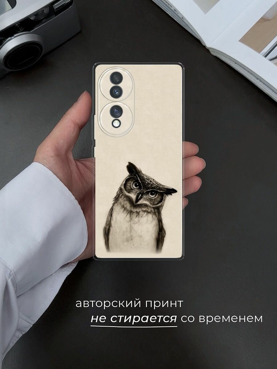 Силиконовый чехол на Honor 70 / Хонор 70 с принтом "Сова" — фото 1