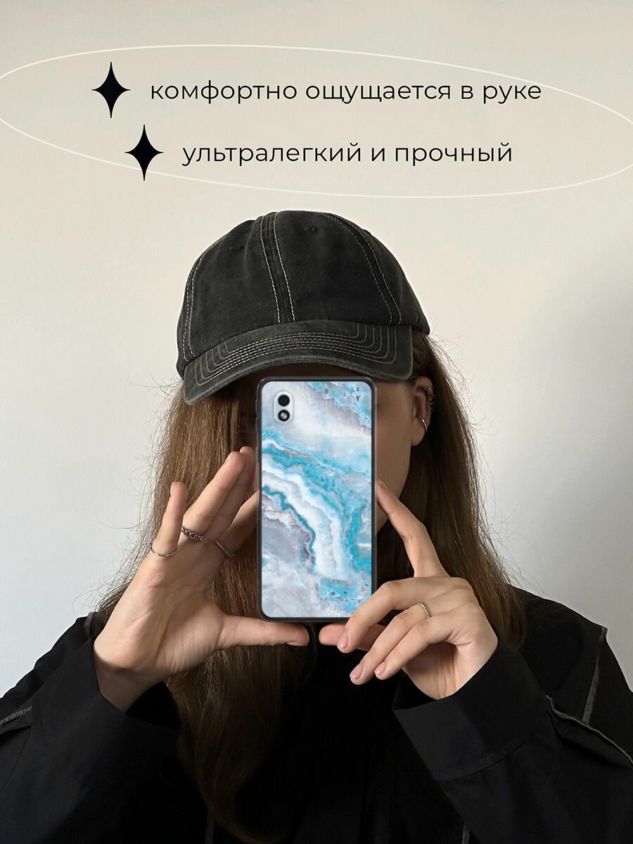 Чехол на Samsung Galaxy A01 Core / Самсунг Галакси А01 Core с принтом "Нежно-голубой мрамор" — фото 1